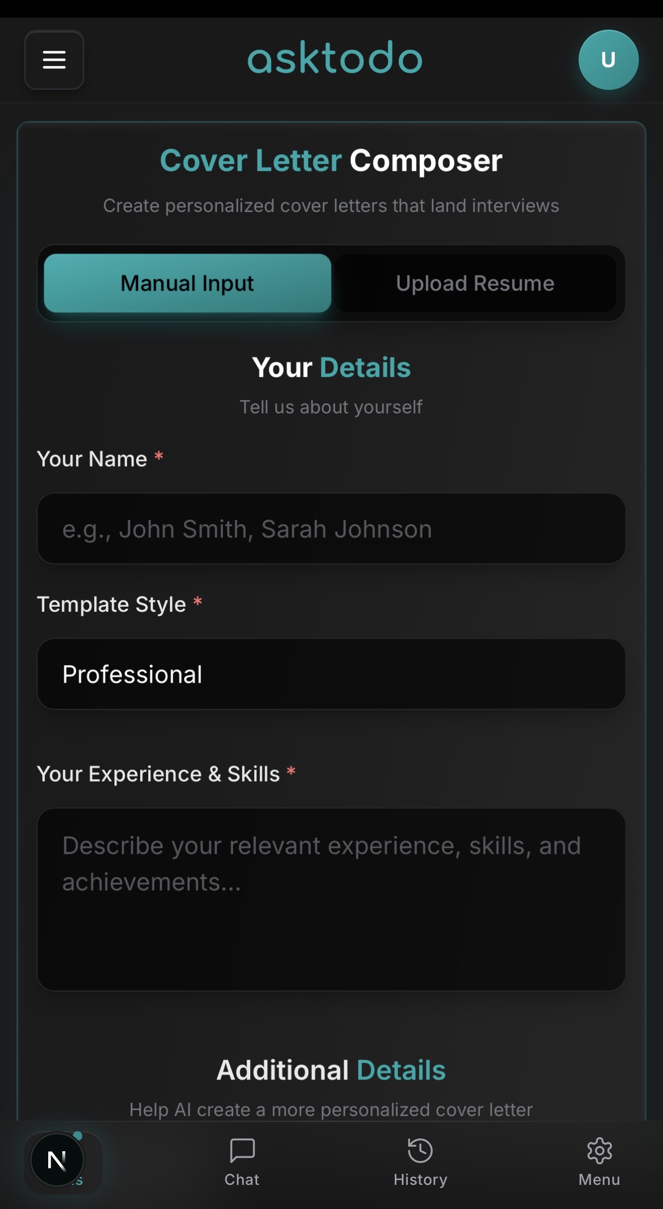Free Cover Letter Generator - AI-Powered Cover Letters by asktodo.ai ...